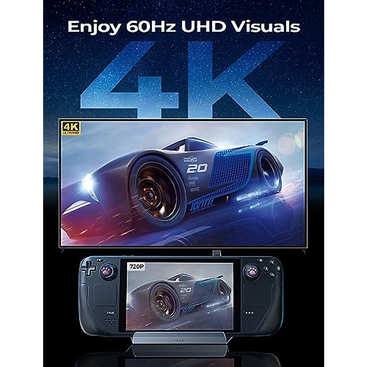 LISEN Docking Station for Asus Rog Ally Turbo 30W Mode & Steam Deck,13-in-1 Steam Deck Dock with 5 USB 3.0 & 2.0, Dual Cooling Fan, HDMI 4K@60Hz, 100W PD Charging and 1000Mbps Steam Deck Accessories