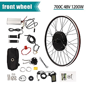 RIAHNEAH 700CC 48V E-Bicycle Conversion Kit, 1200W Front Wheel Electric Bicycle Pedal Assist Sensor Hub Conversion Kit, Motor Kit Universal Motor Wheel Kit with LCD Instrument