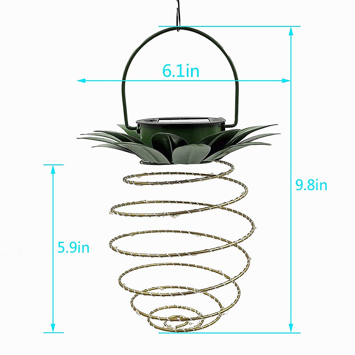 JFRISING 2 Pack 60 LEDs Solar Pineapple Lighting Lantern,Metal Pineapple Solar Powered Garden Outdoor Waterproof Hanging Lantern, Home Decorative for Patio Yard Porch Path