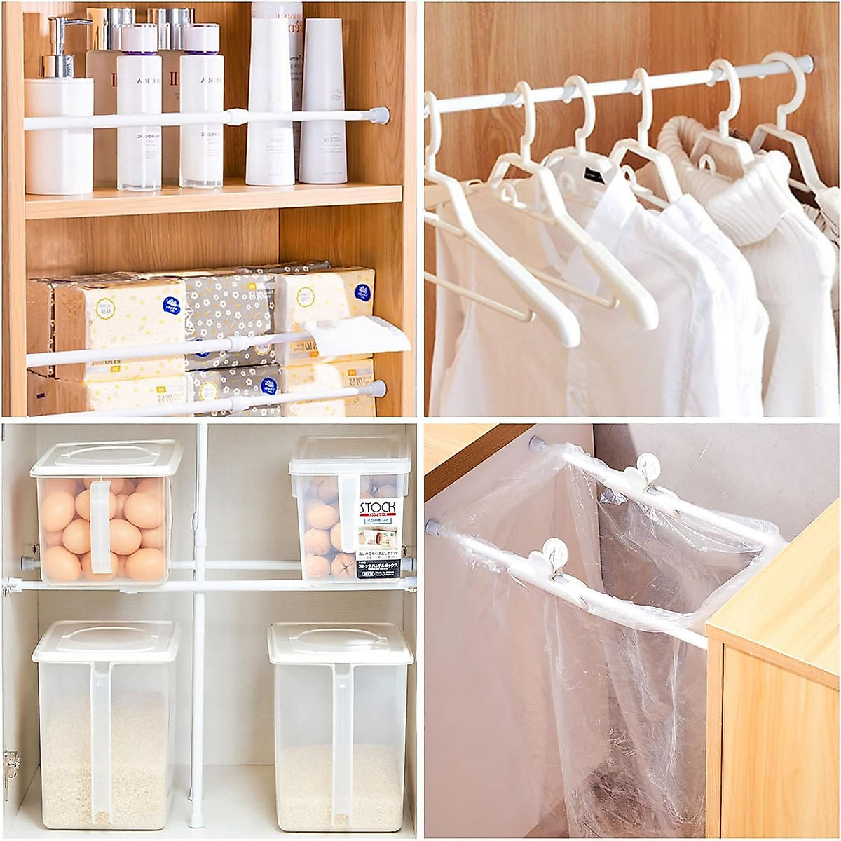 2PCS White Tension Rod Spring Curtain Rods 16 to 28 Inch Expandable Curtain Rod Spring Curtain Rod Spring Rods Tensions Rod Tension Curtain Rods spring tenstions curtain rod