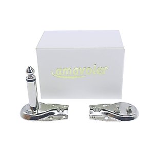 amavoler 4-Pack 1/4" Right Angle Plugs TS Mono Heavy Duty Flat Low Profile Pancake Style for Guitar, Instrument, Speaker/Microphone/Patch Cables - 6.35mm Male 1/4 Inch Phone Plug (Nickel)