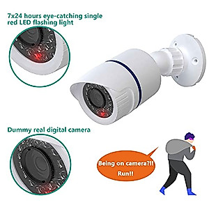 WALI Dummy Fake Simulated Surveillance Security CCTV Dome Camera Indoor Outdoor with One LED Light, Warning Security Alert Sticker Decal (TC-W4), 4 Packs, White