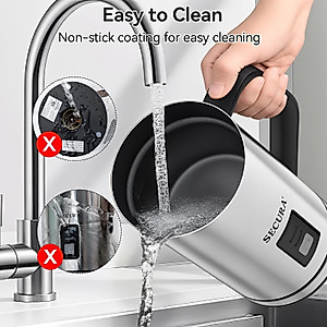 Secura Milk Frother, Electric Milk Steamer Stainless Steel, 8.4oz/250ml Automatic Hot and Cold Foam Maker and Milk Warmer for Latte, Cappuccinos, Macchiato, 120V