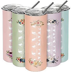 GIFTBYGIFTY Updated - Mom Tumbler, Personalized Tumbler for Mom - Up to 4 Children's Name - 20 oz - 5 Designs, Mothers Day Gifts from Daughter