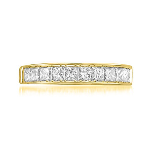 Beyond Brilliance 1.00 Carat Diamond, 14K Yellow Gold Channel Set Princess Cut Diamond 11 Stone Ring Bridal Wedding Band (J-K, SI1-SI2) Fine Jewelry for Women | Gift Box Included Size-10