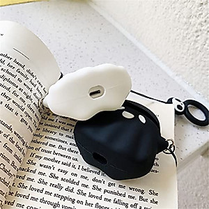 AirPods Case Cover, Cute Ghost Pumpkin Lantern Case with Lanyard Keychain Designed for Airpods 2nd & 1st,Soft Silicone Anime Funny 3D Cartoon AirPods 2/1 Case for Women Men Kids Teens (Black Ghost)