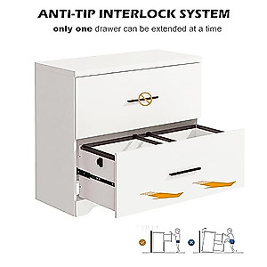 2-Drawer Wood Lateral File Cabinet, Filing Cabinets Anti-Tilt Mechanism for Home Office Storage Organization, Accommodates Letter/A4/Legal Size, New Heightened Drawer Design Home Office (White)