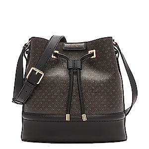 Calvin Klein Women's Ash Crossbody Bag – Vegan Leather, Monogram, 2 Pockets, Brown/Khaki/Black, One Size