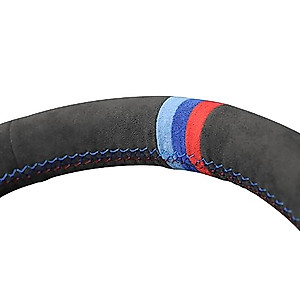 MEWANT Hand Stitch Dark Gray 9002 Alcantara Steering Wheel Cover for BMW 2Series F22 F23 F30 F34 F32 F33 F36 M135i