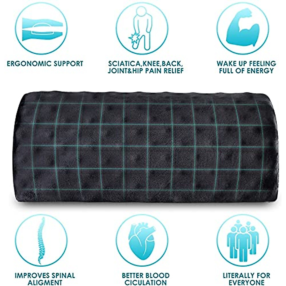 Foot Rest Under Desk at Work, Under Desk Footrest Ergonomic Foot Stool Leg Rest Support Cushion Under Desk Portable for Office Home Airplane Black