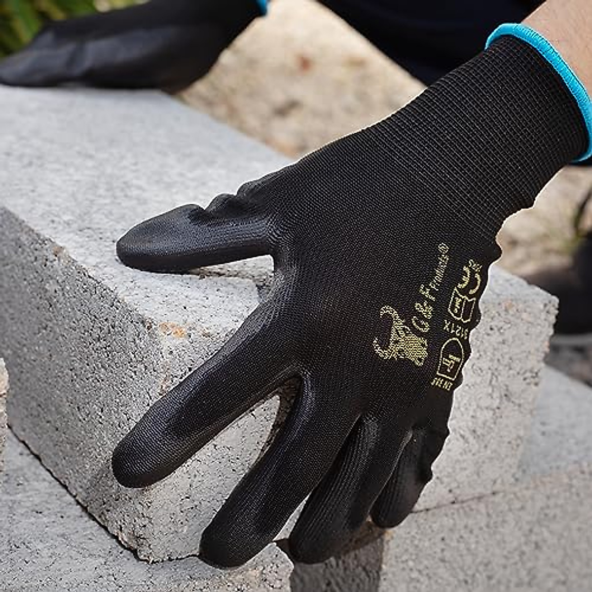 G & F Work Gloves for Men, Lightweight Grip, Polyurethane Coated, Touchscreen Compatible, Flexible & Breathable, Durable Construction, Ideal for Gardening, Mechanics, and General Duty Tasks, 12 Pairs