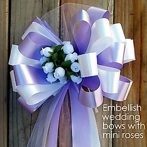 GiftWrap Etc. White Artificial Silk Flower Roses - 12 Mini Bouquets of 12 Rosebuds, 144 Rosebuds Total, Wedding, Reception, Anniversary, Wreath, Bridal Shower