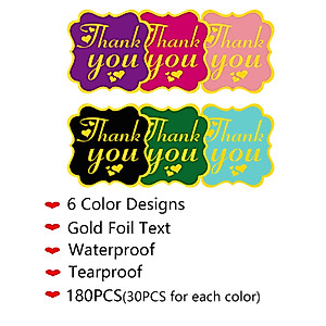 OPG Gold Foil Thank You Stickers, ,2" Round Stickers for Gift, Wedding，Birthday,180pcs Thank You Labels Stickers (Fancy Frame)