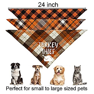 JOTFA Thanksgiving Day Dog Bandanas, Holiday Fall Plaid Dog Puppy Bandana Scarf Costume for Small Medium Large Dogs Pets