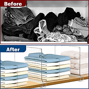 YOKAMIRA 6 PCS Shelf Dividers for Closet Organization,Durable Acrylic Clear Closet Shelf Divider for Shelves Shelf Organizer for Closet Shelf Organizer for Wood Closet Separator Clear