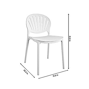 COSCO Outdoor/Indoor Stacking Resin Chair with Shell Back, 2-Pack, White