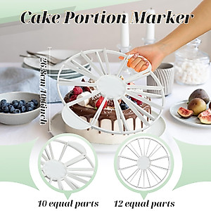 Liobelon Cake Portion Cutter Cake Divider Cheesecake Slicer Cake Slicer for Even Slices Double Sided Cake Portion Marker 10 or 12 Slices,White