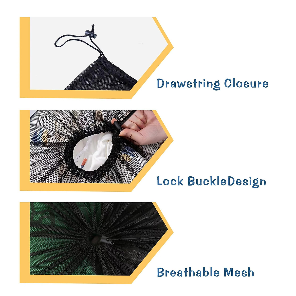 2 Pack Large Mesh Laundry Bag, Heavy Duty Mesh Laundry Bags Drawstring Lockable, 27×36inch Black Laundry Hamper Liner, Machine Washable, for Ball Storage, Travel, Toys, Sports Factories, Dorms