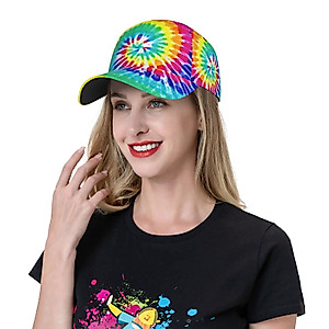 BCQJNB Tie Dye Rainbow Baseball Cap Snapback Hats Adjustable Trucker Hat for Men Women