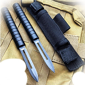 New 6.5" Interlocking Ninja Dual Blade Tactical Hunting Knife w/ Sheath Camping Outdoor Pro Tactical Elite Knife BLDA-0044