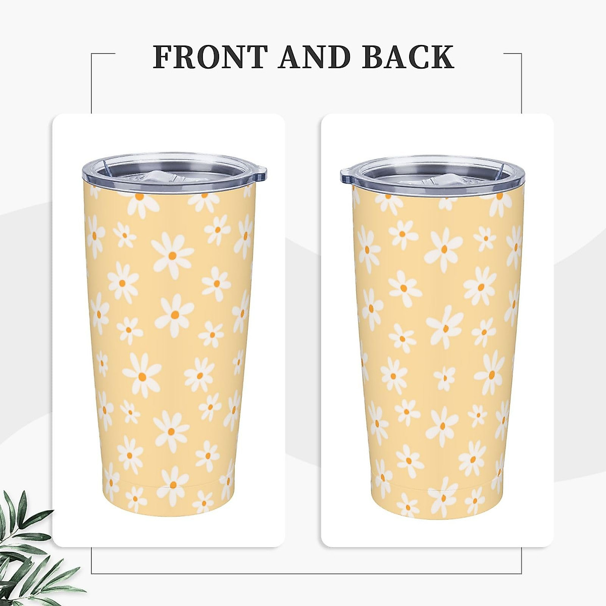 CHASOEA Daisy Tumbler 20oz Floral Stainless Steel Insulated Tumblers with Lid and Straw Yellow Travel Coffee Mug Tea Wine Cups Water Bottle Daisy Gifts for Women