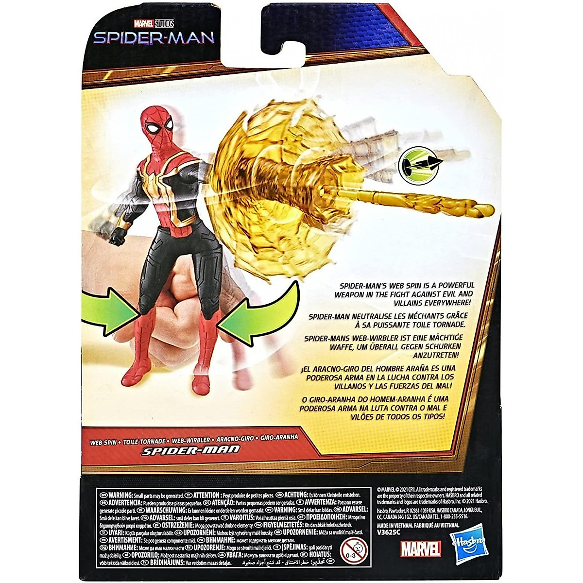 Spider-Man Marvel 6-Inch Deluxe Web Spin Movie-Inspired Action Figure Toy with Weapon Attack Squeeze Legs Feature, Ages 4 and Up