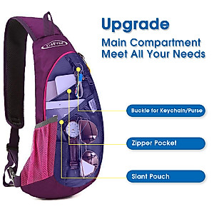 G4Free Sling Bags Men and Women Shoulder Backpack Small Crossbody Chest Sling Backpack (Rose)