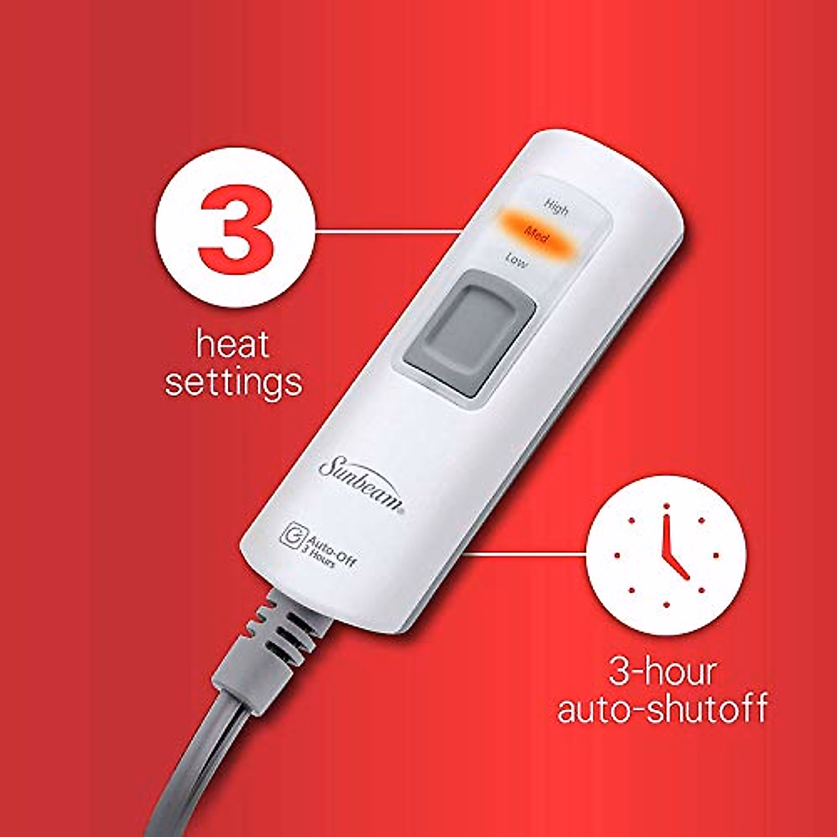 Sunbeam Velvet Plush Heated Throw Beige Cream