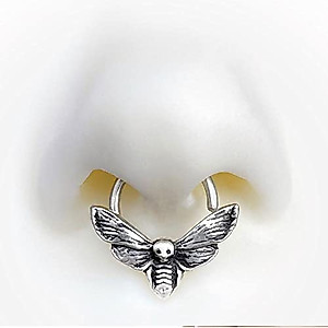 2pcs Single Fashion Piercing Women Alloy Moth C Shaped Gold And Silver Nose Ring