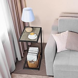 FAGIGY Side Table/C Shaped End Table for Couch & Bed, End Tables Living Room Tables Sofa Tables for Living Room, TV Tray for Eating on Couch, Small End Tables for Small Spaces, Easy Assembly, Oak