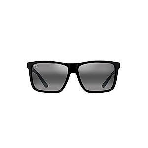 Maui Jim Mamalu Bay Rectangle Sunglasses, Gloss Black/Neutral Grey Polarized, Large