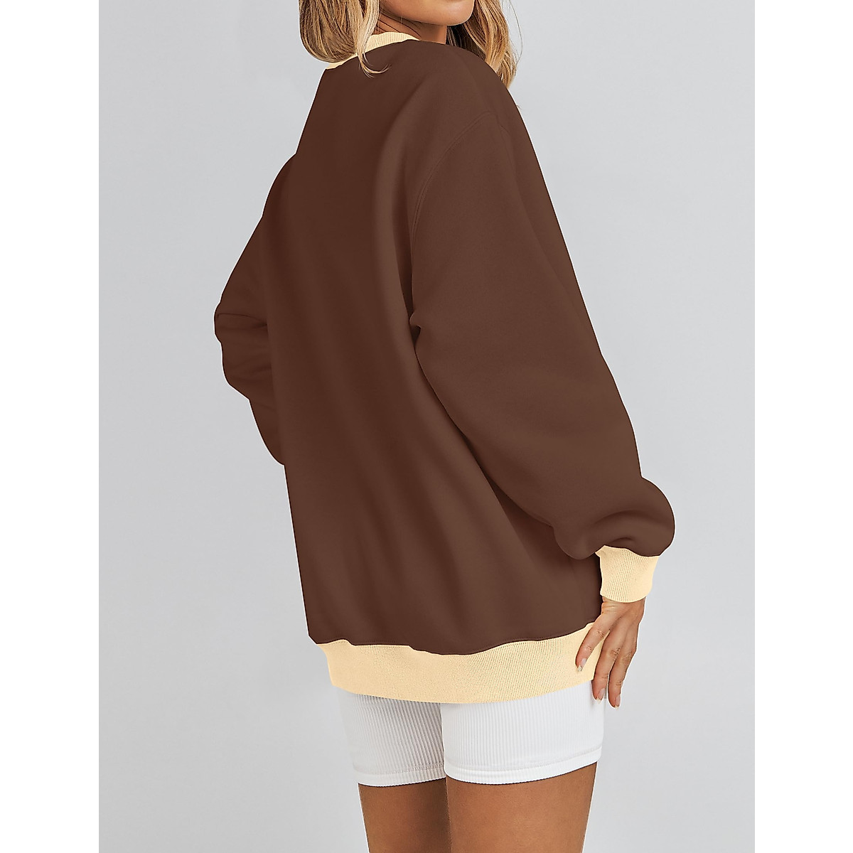 ZESICA Sweatshirt for Women Casual Long Sleeve Crewneck Oversized Pullover Jumper Tunic Tops,Rose,Small