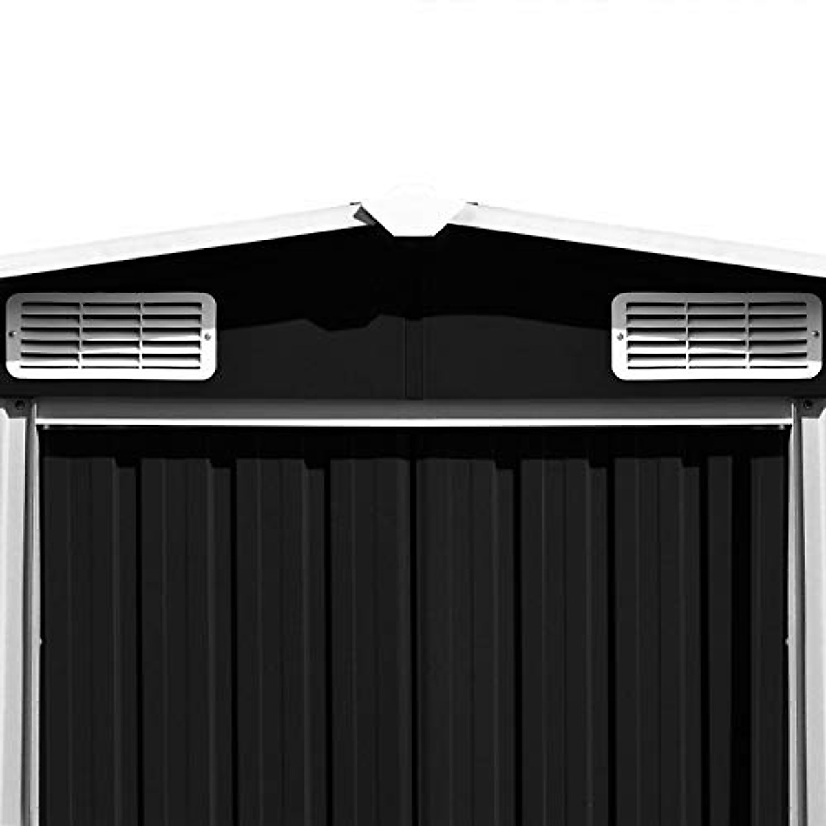Tidyard Garden Storage Shed with Vents Metal Steel Double Sliding Doors Outdoor Tood Shed Patio Lawn Care Equipment Pool Supplies Organizer Anthracite 101.2 x 192.5 x 71.3 Inches (W x D x H)