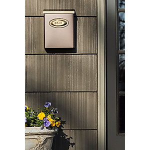 Architectural Mailboxes Designer Lockable Wall Mount Mailbox, Venetian Bronze with Brass