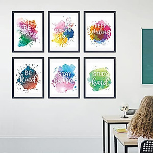 Inspirational Wall Art Motivational Art Prints and Quotes and Sayings Poster Girls Teens Bedroom Decor Sayings Positive Phrase Party Gift for Girls Kids Room Wall Art Decor 6 Pcs, 8x 10in, Unframed