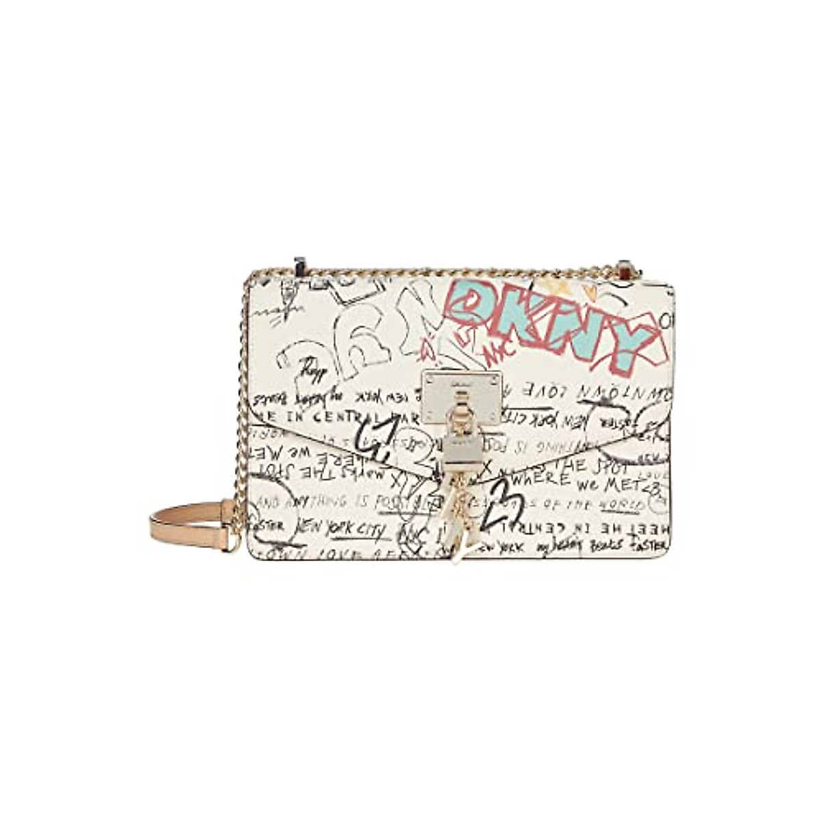 DKNY Elissa Large Shoulder Bag White Graffiti One Size