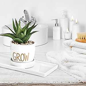 AUXSOUL Vanity Tray, Bathroom Sink Storage Tray, Ceramic Bathtub Tray Organizer Cosmetics Holder for Tissues, Candles, Towel, Soap, Towel Plant Jewelry(Small)