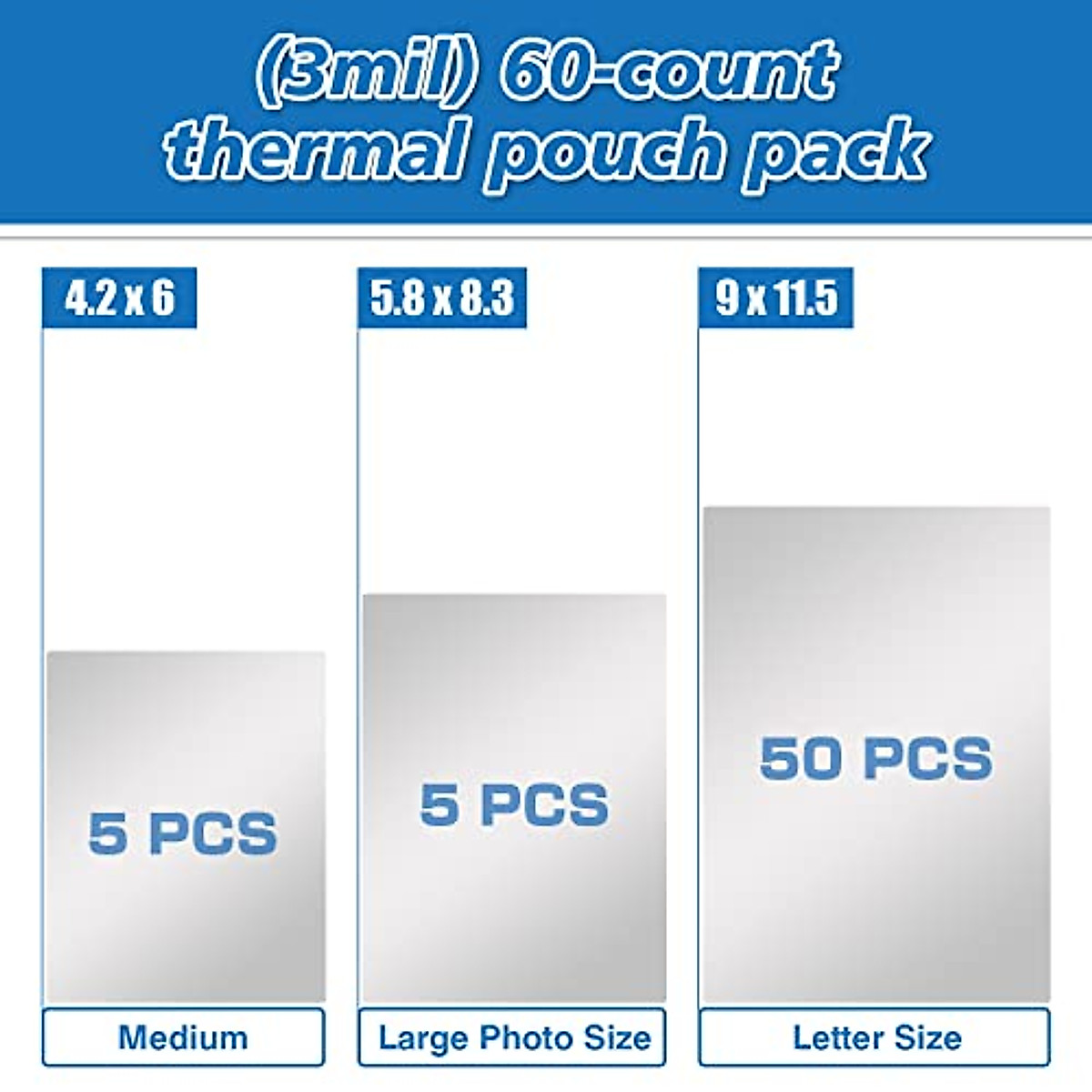 Thermal Laminating Sheets, 3 Mil Glossy Laminate Pouches 9" x 11.5" Letter Size Lamination Film to Preserve Photos Crafts Education Supplies for Use with Laminators, 60 Pack Clear Laminated Sheets