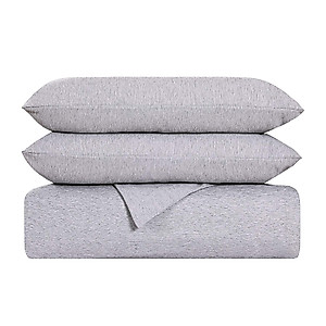 BASIC CHOICE 3 Piece Duvet Cover Set, Comforter Cover with Button Closure and 2 Pillow Cases, Standard 100 by Oeko-Tex, Gray, Queen Size