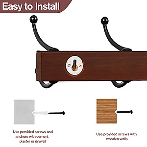 Zhithink Coat Hooks for Wall, Wall Mounted Coat Rack, Coat Hooks Wall Mount, 5 Hooks for Jacket Coat Hat, Pre-Assembled Wall Coat Rack for Entryway Bathroom Bedroom (1 Pack 17.13'' x 1.37'' x 0.59'')