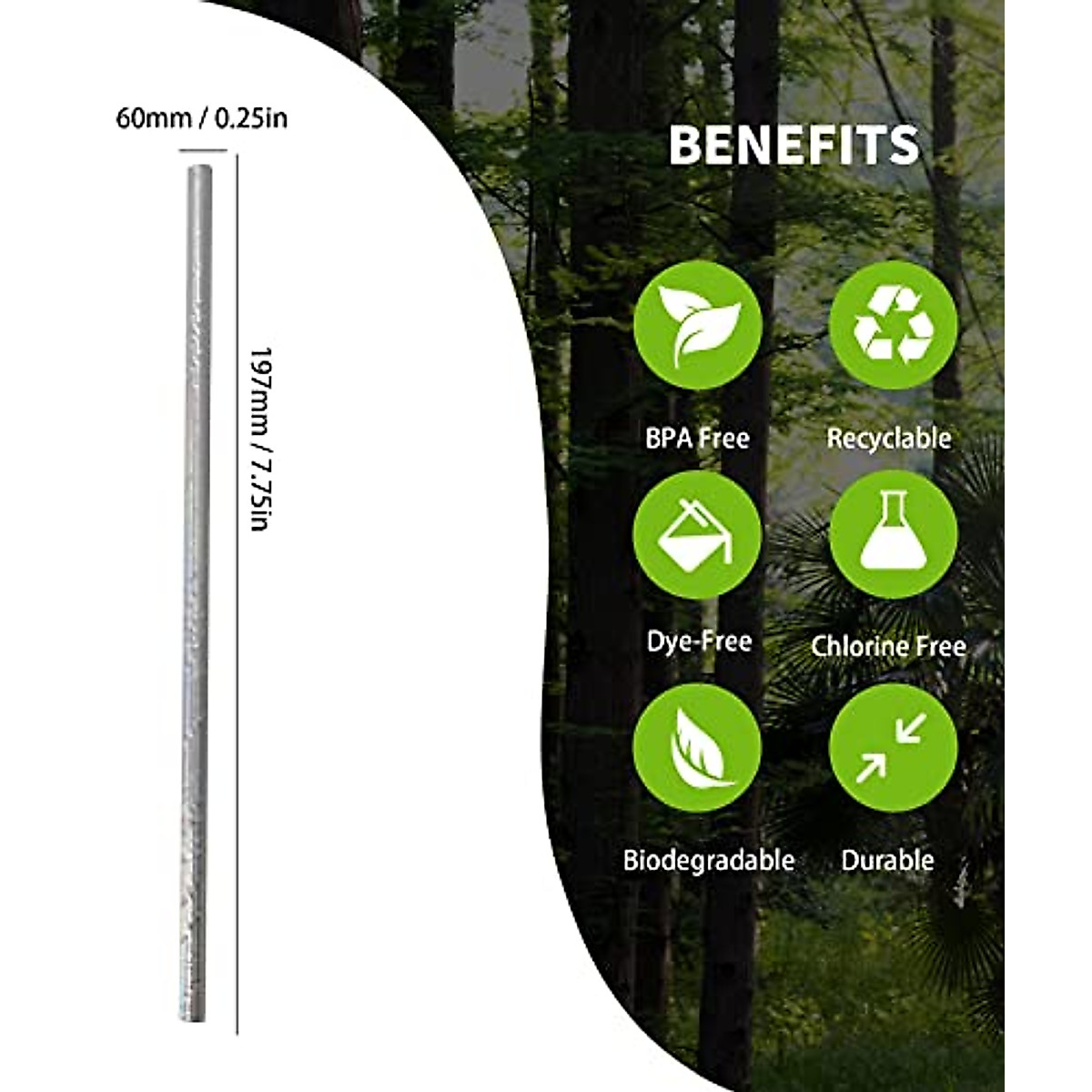 Shining Silver Paper Straws For Drinking, Silver Straws, Sliver Solid Paper Drinking Straws for Drinking Juice, 100 Metal Straws Silver