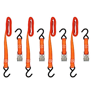 HAMPTON PROD Keeper – 1”x 10' Cam Buckle Tie-Down, 4 Pack - 300 lbs. Working Load Limit and 900 lbs. Break Strength