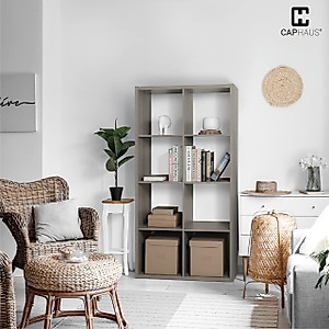 CAPHAUS Sturdy Room 13-Inch Cube Storage Organizer Shelf, with Extra Thick Exterior Edge, Open Storage Shelf Divider, Bookcase, 8-Cube, White