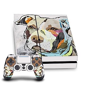 Head Case Designs Officially Licensed Michel Keck Pitbull Art Mix Matte Vinyl Sticker Gaming Skin Case Cover Compatible With Sony PlayStation 4 PS4 Console and DualShock 4 Controller Bundle