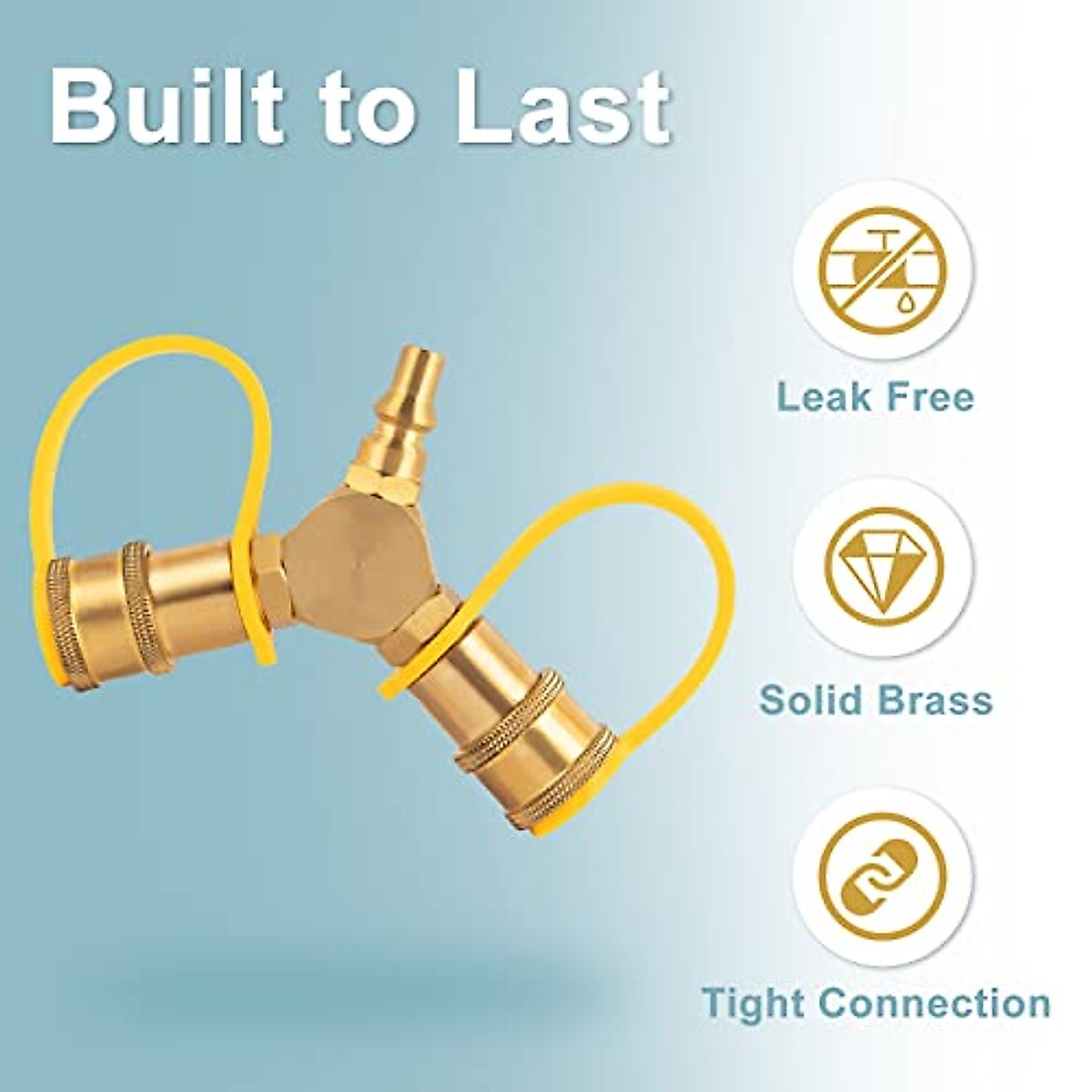 SHINESTAR 1/4" RV Propane Quick Connect Y Splitter for RV, Trailer, Camper and More, 2 Way LP Gas Adapter with 1/4" Quick Disconnect