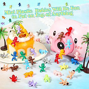 Selizo 120pcs Mini Plastic Babies, Tiny Plastic Baby Figurines Small King Cake Babies Bulk for Ice Cube My Water Broke Baby Shower Games (12 Colors)