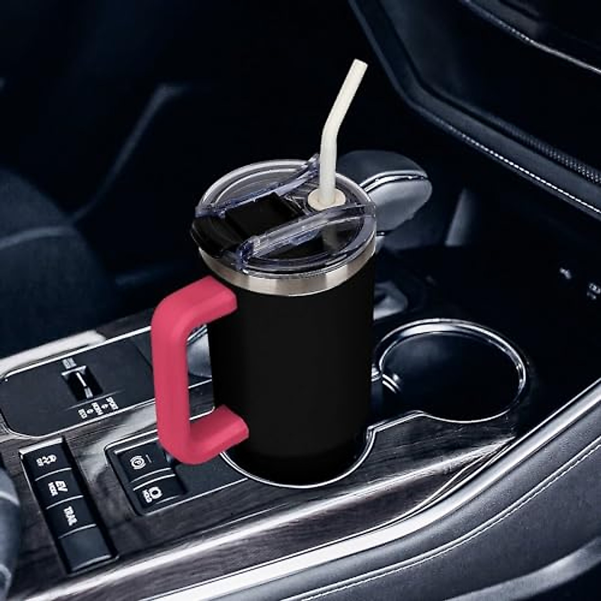 Israel Flag 40 Oz Car Cup Stainless Steel Travel Mug Leak-Proof Insulated Tumbler with Handle Light Rose Red-style