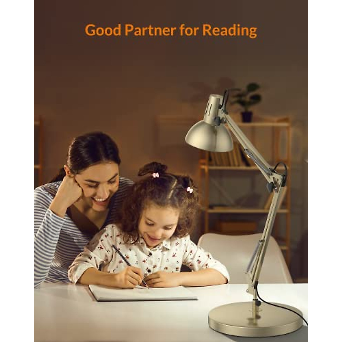 LEPOWER Metal Desk Lamp, Adjustable Goose Neck Architect Table Lamp with On/Off Switch, Swing Arm Desk Lamp with Clamp, Eye-Caring Reading Lamp for Bedroom, Study Room &Office (Brass)