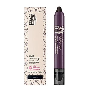 Style Edit Root Touch Up Stick for Black Hair, Root Concealer for Gray Hair Coverage, Temporary Hair Color, Premium Hair Shading Sponge Pen, Hair Makeup Root Cover Up, Travel Size, 0.11 oz Stick