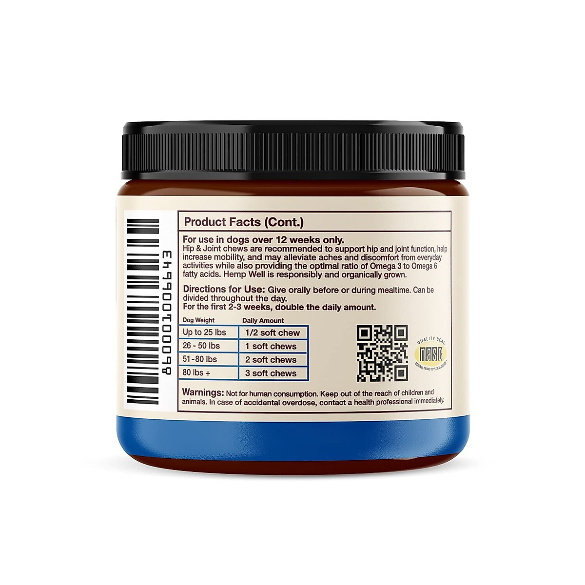 Hemp Well Hip and Joint Soft Chews – Supports Mobility and Promotes Healthy HIPS and Joints for Dogs, Organically Sourced (60 Count)